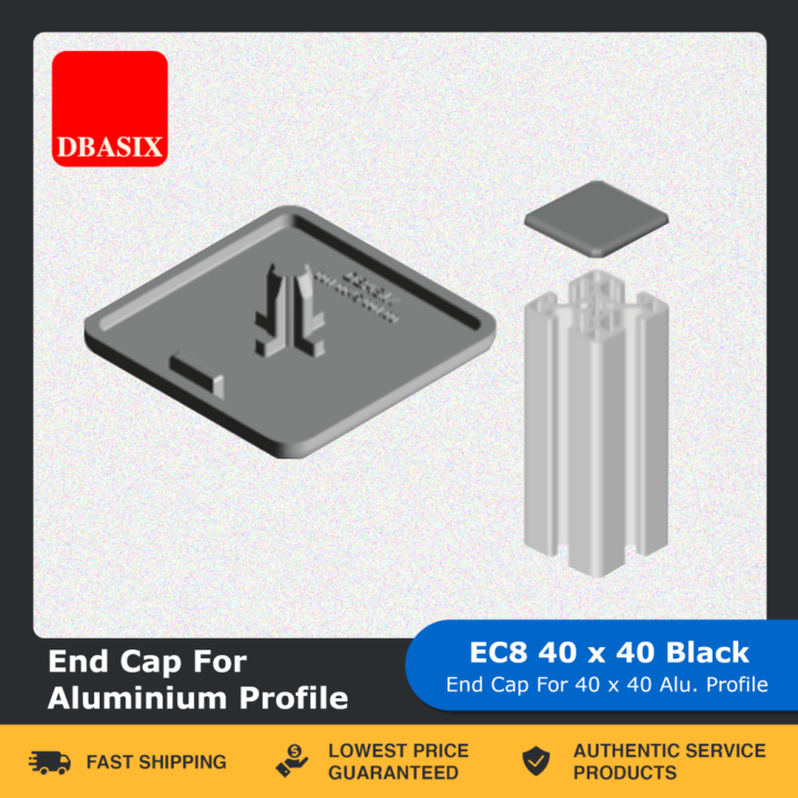 DBASIX - EC8 40x40 Black End Cap For Aluminium Profile - 10Pcs | Lazada