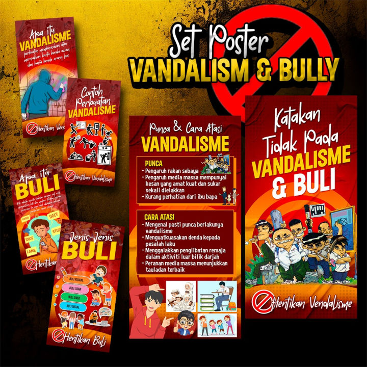 Set POSTER INFOGRAFIK CEGAH VANDALISME DAN BULI di Sekolah 6 Items | Lazada