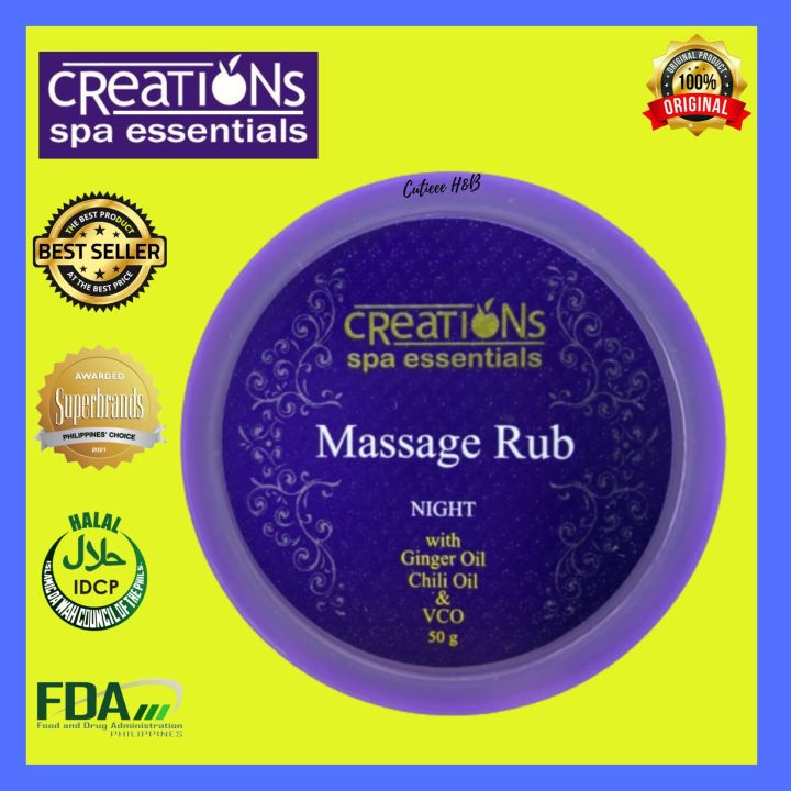 Creations Spa Essentials Massage Rub (Night) with Ginger Oil, Chili Oil ...