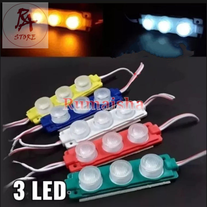 (ISI 10PCS) LAMPU LED MODUL 3 MATA 12V-24V 3Watt / LAMPU VARIASI MOBIL ...