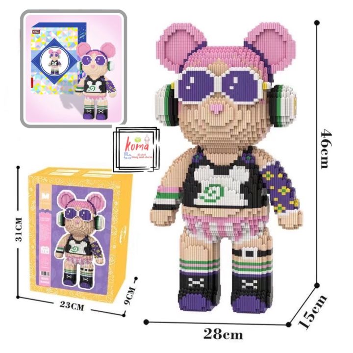 Bộ đồ chơi Lego Gấu Bearbrick 45cm - 47cm đeo tai nghe dj ô chữ jinx ...