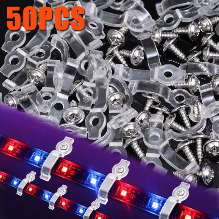 50pcs 10mm Wide Mounting Brackets Clip Fixing Clips for LED Tube Tape ...