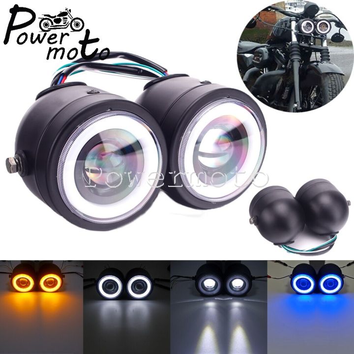 Motorcycle LED Angle Eye Single Twin Dual Dominator Headlight Head ...