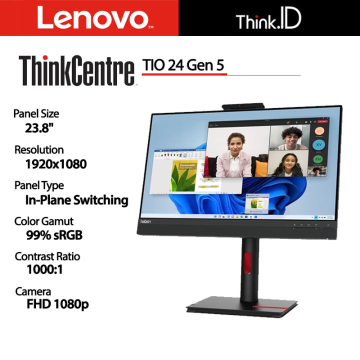 Monitor LED Lenovo ThinkCentre TIO 24 Gen 5 23.8" FHD IPS Touchscreen ...