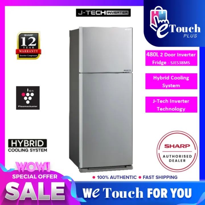 SHARP (SJE538MS) 2 DOOR 480L INVERTER FRIDGE/REFRIGERATOR - SILVER ...