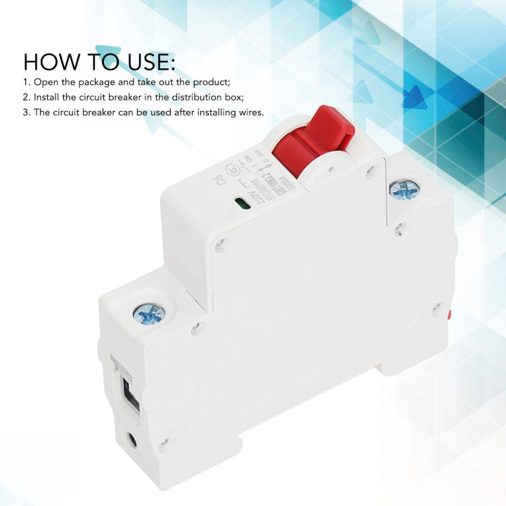 Circuit Breaker 1P DC 250V MCB 6A DIN Rail Mount Protection Switch ...