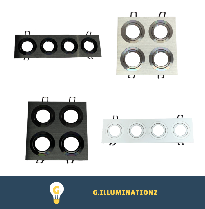 Aluminium 4L GU10 Rectangle / Square Downlight Fittings / Spot Light ...