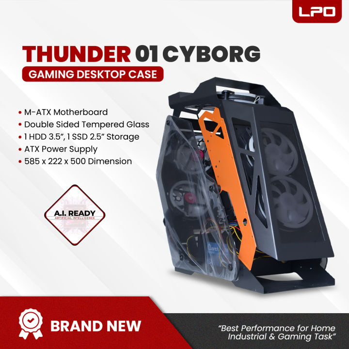 LPO Inplay Thunder 01 PC Case Cool Design Shaped Gaming PC Case RGB ...