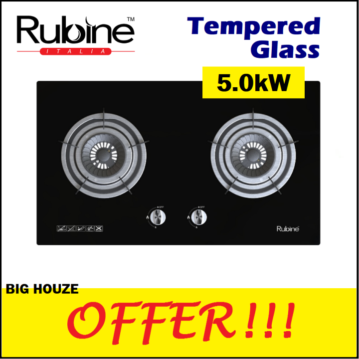 Rubine 5.0kW RGH-VISTA2B-BL / Butterfly BG-2E Built in Gas Cooker Glass ...