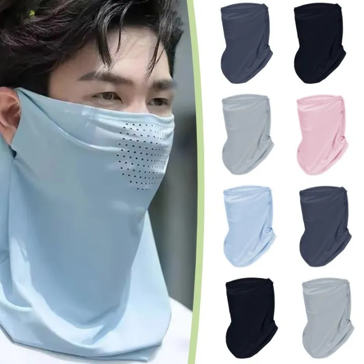 Unisex Face Neck Scarf Breathable Ice Silk UV Sun Protection Mask ...