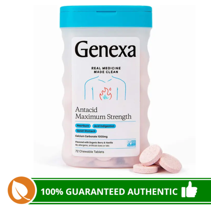 Genexa Heartburn Fix Calcium Carbonate Antacid Organic Berry & Vanilla ...