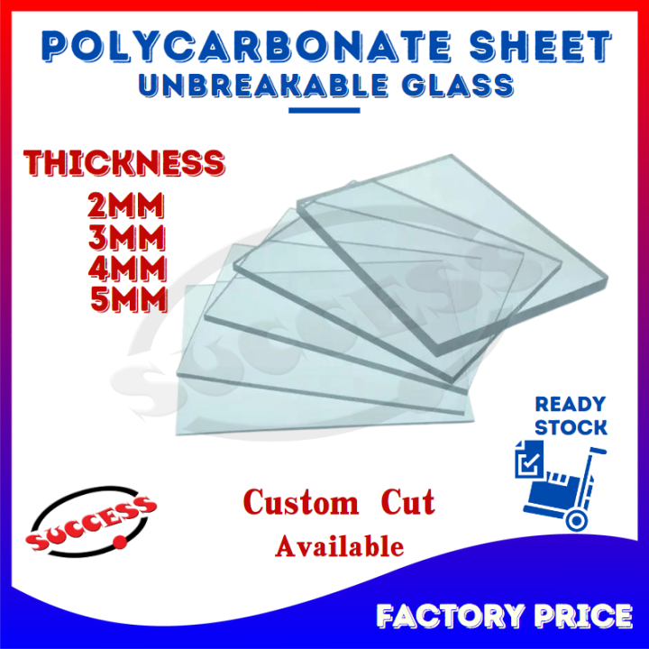 SUCCESS Custom Cut Size Polycarbornate Unbreakable Glass Clear PC Sheet ...
