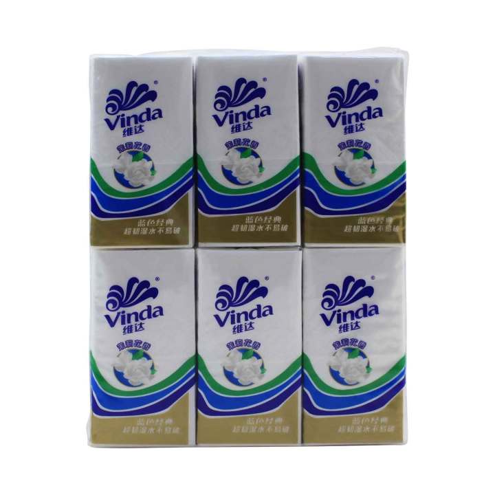 Vinda Facial Tissue Paper in a Hanky Pack 4Ply x 6 Multi Purpose Tissue ...