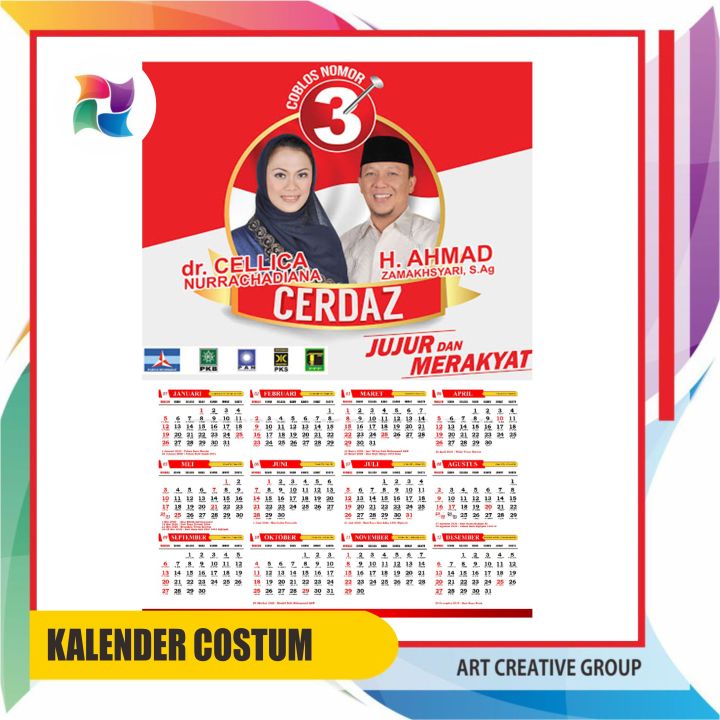 KALENDER TAHUNAN 2024+ GANTUNGAN MATA ITIK KALENDER PROMOSI PARTAI BISA ...
