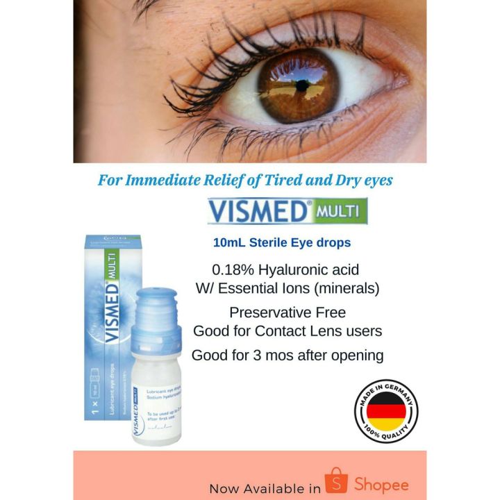 Dry-eyes and contact lens wearers, 0.18% hyaluronic acid + minerals Eye ...
