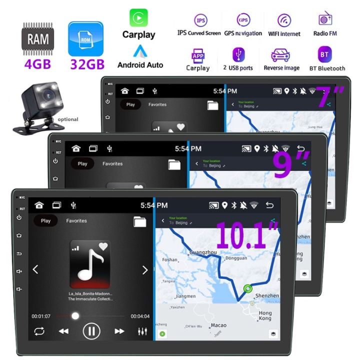 [4GB+32GB]7"/9"10.1"Inch 2Din Car Radio Android Player With Carplay ...