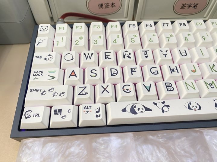 【Keycap Only】Minimalist white Panda Keycaps 125Keys Cherry Profile PBT ...