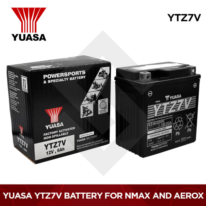 YUASA BATTERY YTZ7V FOR AEROX 155 V1 MOTORCYCLE BATTERY NO MAINTENANCE ...