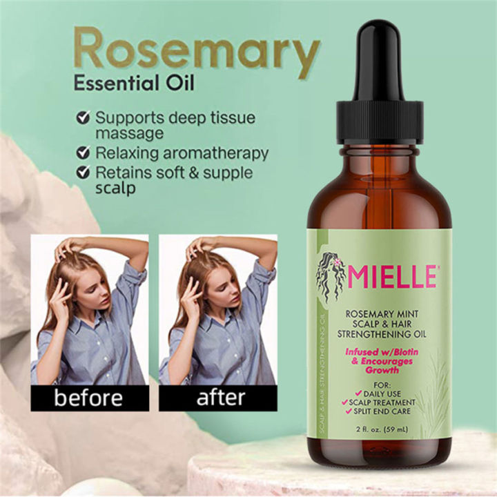 MIELLE Hair Growth Essential Oil Rosemary Mint Split Ends Dry Nourishing Treatment Oil Anti Bald ...