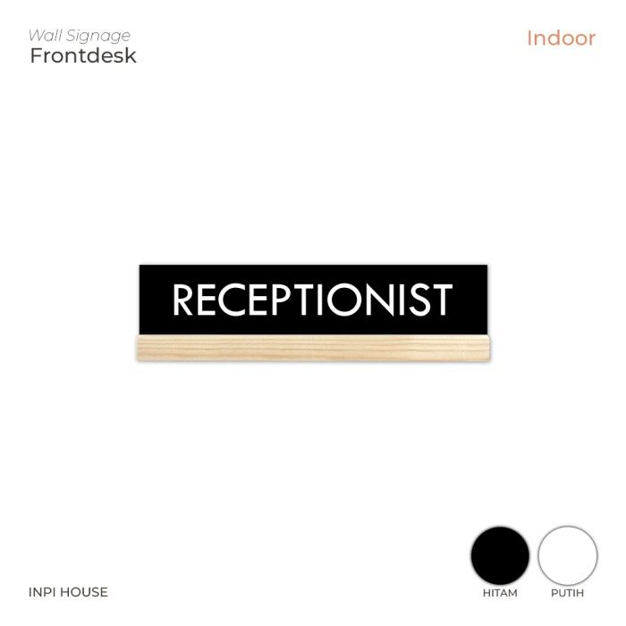 papan tanda meja resepsionis - sign receptionist - Hitam Putih - Hitam ...