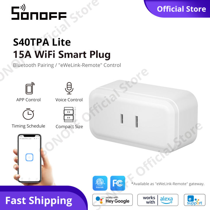 SONOFF WiFi สมาร์ทปลั๊ก S40 & S40 Lite ประเภท A ไร้สายสมาร์ทซ็อกเก็ต 15A ปลั๊ก eWeLink รีโมท ...