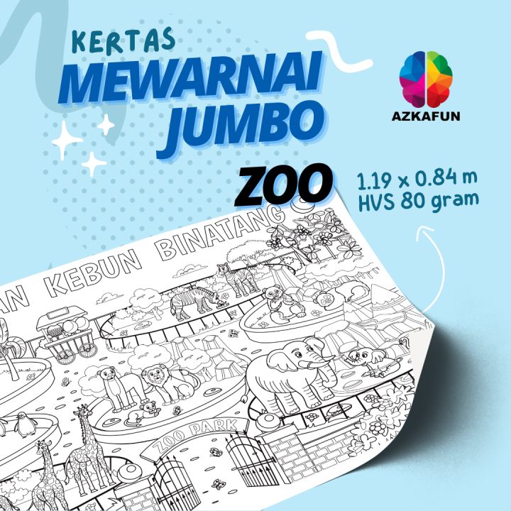 Kertas Mewarnai Jumbo KEBUN BINATANG - mewarnai besar - Giant Coloring ...