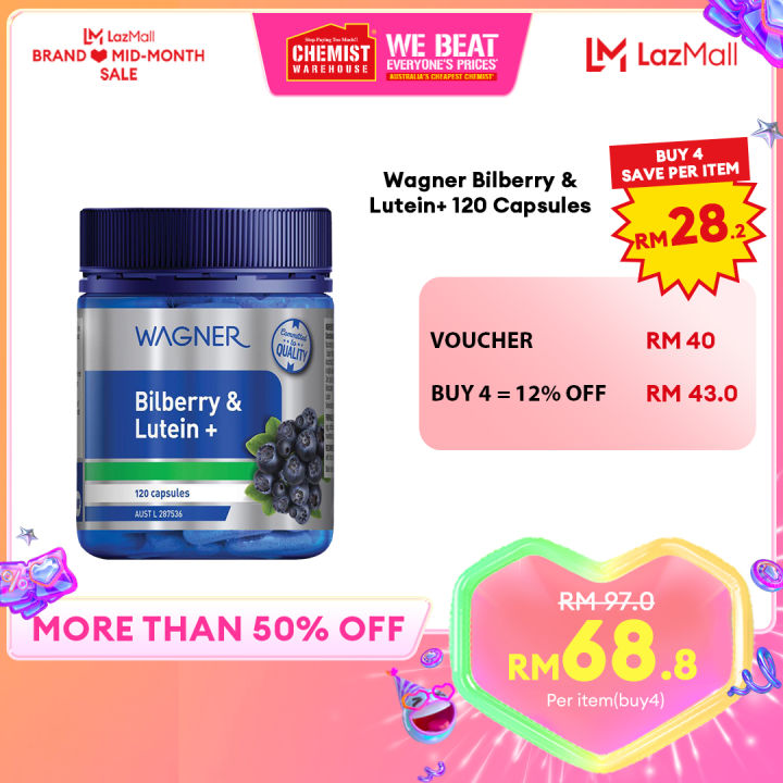 Wagner Bilberry & Lutein+ 120 Capsules Support Healthy Eye Function and ...