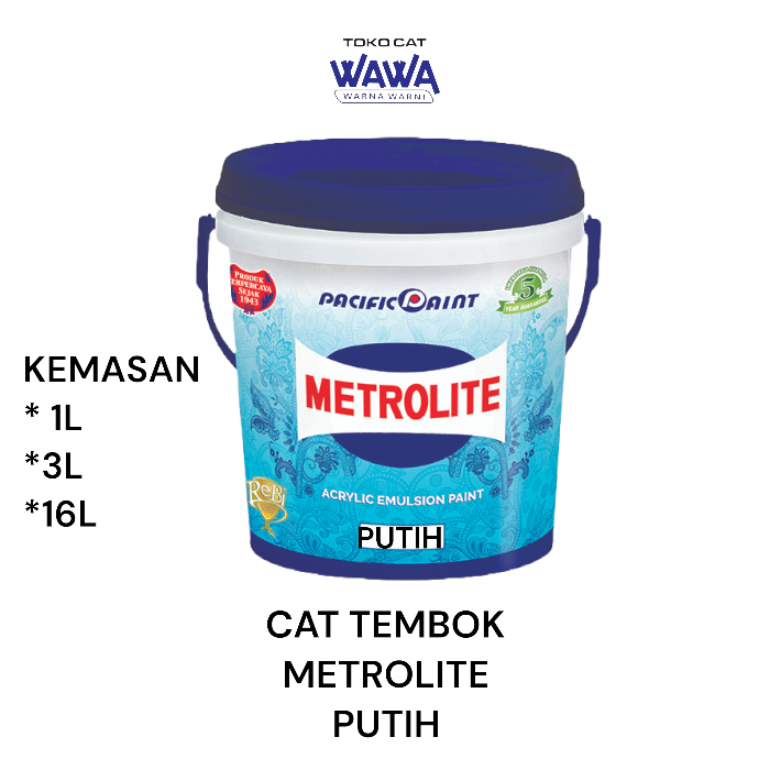 Cat Tembok Metrolite PUTIH Cat Plafon, Gipsum, Triplex 16 Liter | 3 Liter | 1Kg | Lazada Indonesia