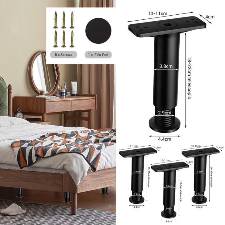 "1pc Telescopic Adjustable Bed Leg Beam Support Foot Reinforced Plastic ...