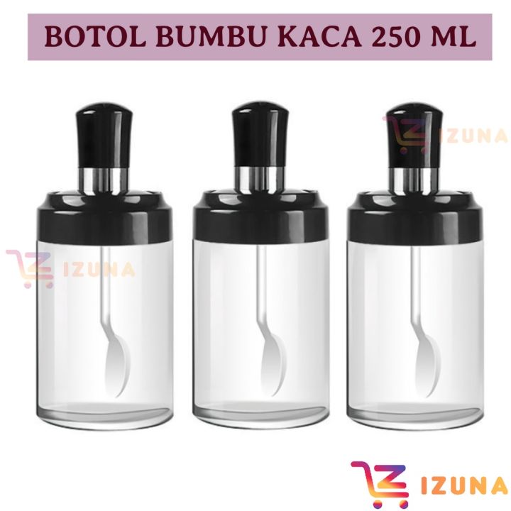 [IZUNA] Botol Bumbu Kaca 250ML / Botol Bumbu Kaca + Sendok / Wadah ...