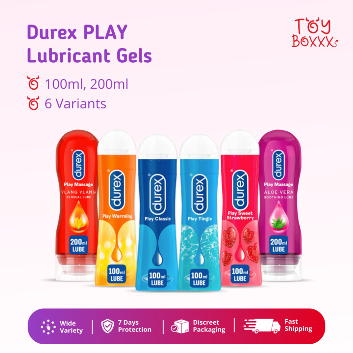 Durex PLAY Lubricant Gels 100/200ml - Tingling, Warming, Strawberry ...