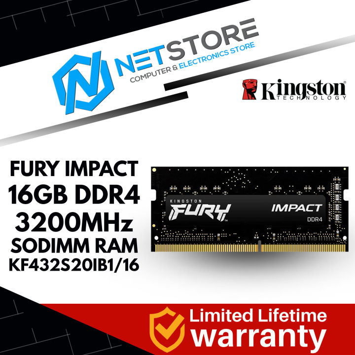 KINGSTON FURY IMPACT 16GB DDR4 3200MHz SODIMM LAPTOP RAM - KF432S20IB/16 | Lazada