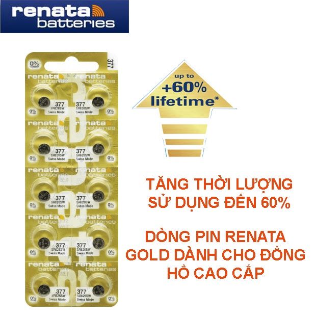 [Gold Premium Extra-Long Life] Pin đồng hồ Thụy Sỹ RENATA 377 SR626SW ...
