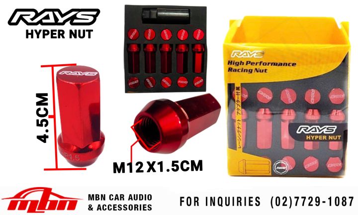 Red Rays Hyper Nut Steel Lug Nuts 12 x 1.5mm 20pcs/set | Lazada PH
