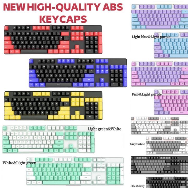ABS 104Keys Pink Black White Grey Keycaps OEM Profile Universal ...