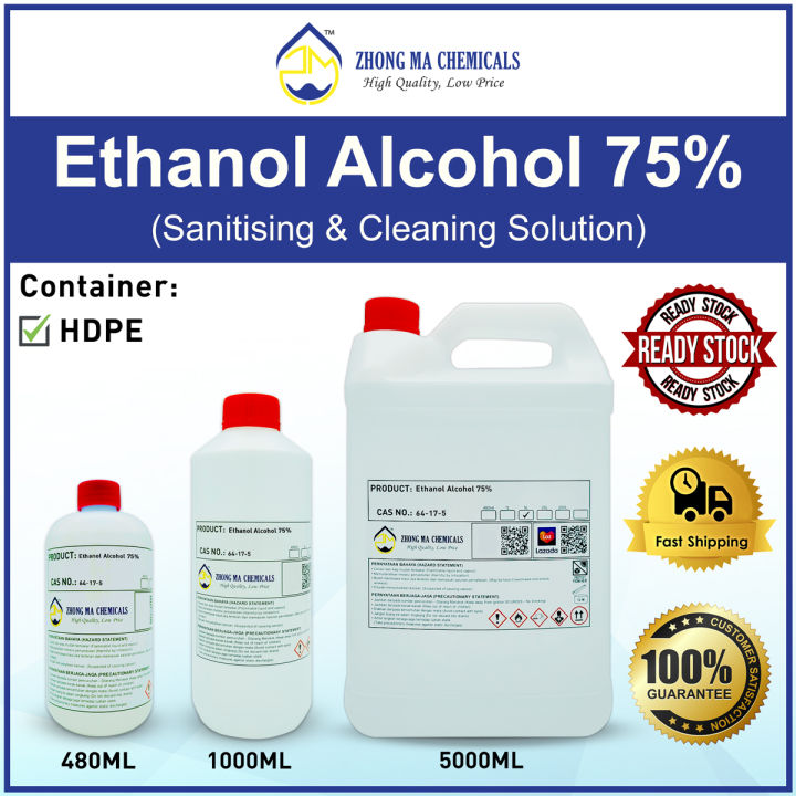 Ethanol 75% | Ethyl Alcohol 75% (Antiseptic, Hand Sanitizer, Cosmetic Cleaning Solution, Nail ...