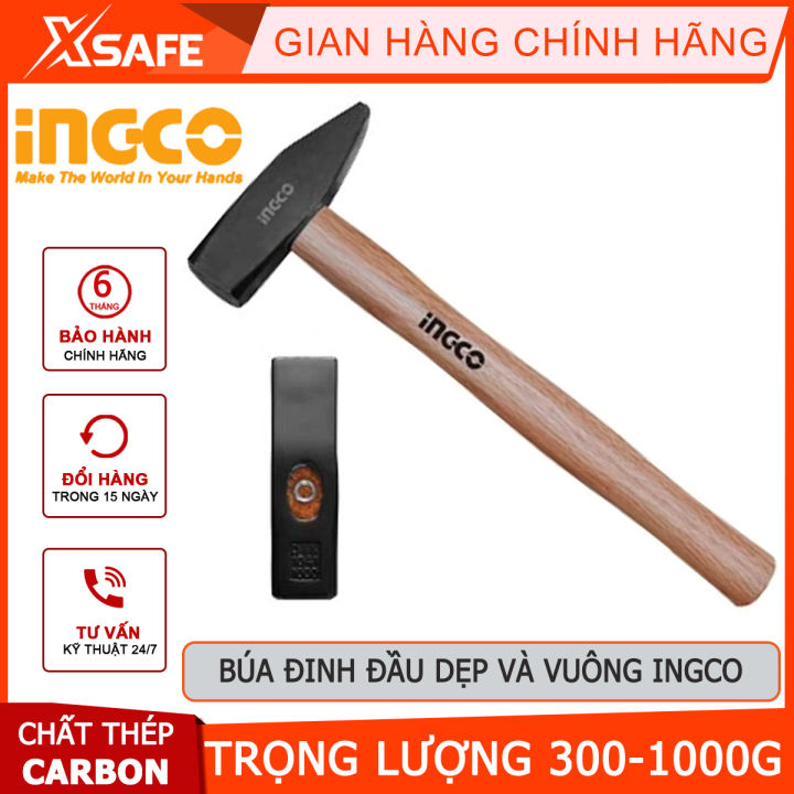 Búa đinh đầu dẹp và vuông cán gỗ INGCO | búa tay cầm gỗ Trọng lượng ...