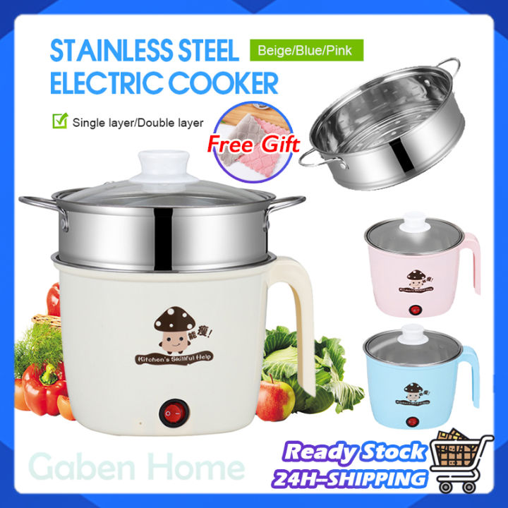 Electric Cooker 1.8L 1-2 People Small Pot with Handle Steamer Tray ...