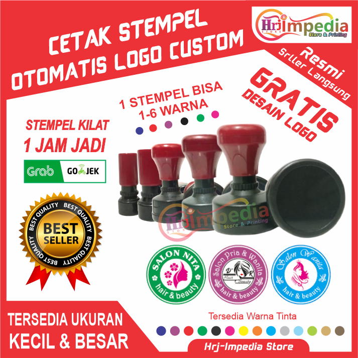 Cetak Stampel Otomatis Logo Custom | Cetak Stempel Ukuran Bulat | Lazada Indonesia