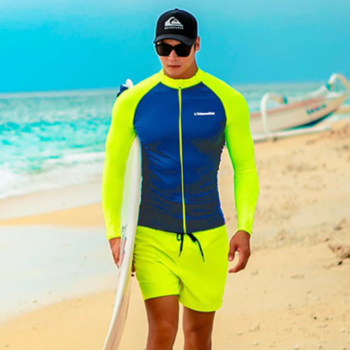 SAILBEE Men's UV Sun Protection Long Sleeve Rash Guard Wetsuit Swimsuit ...