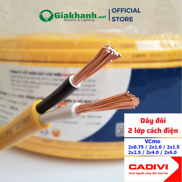 [bán theo mét] Dây Điện Đôi Mềm Oval Dẹp, 2 Lớp Cách Điện Cadivi VCmo ...