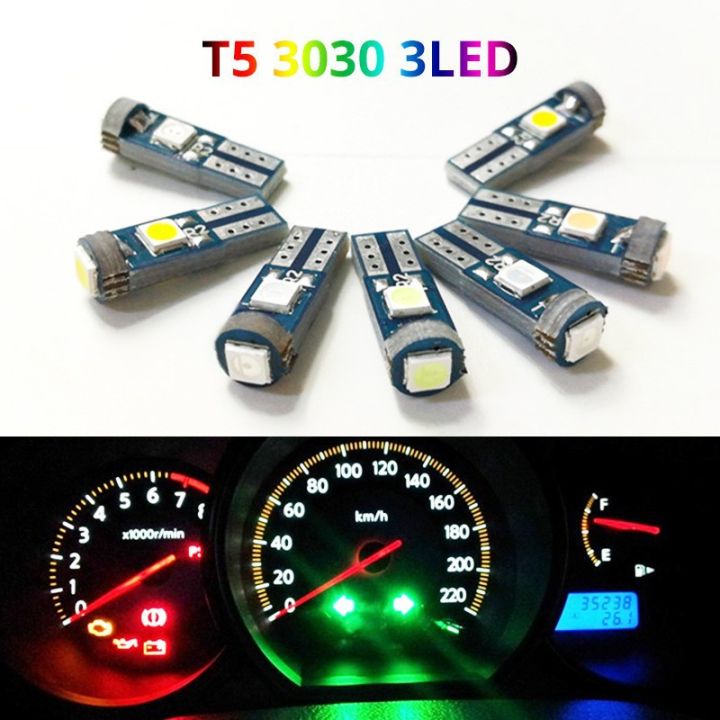 หลอดไฟLEDรถยนต์T5 3030-3SMD 12V,หลอดไฟLed W3 W W1.9s Led Canbusไฟภายในรถไฟแสดงสถานะการอุ่นแผง ...