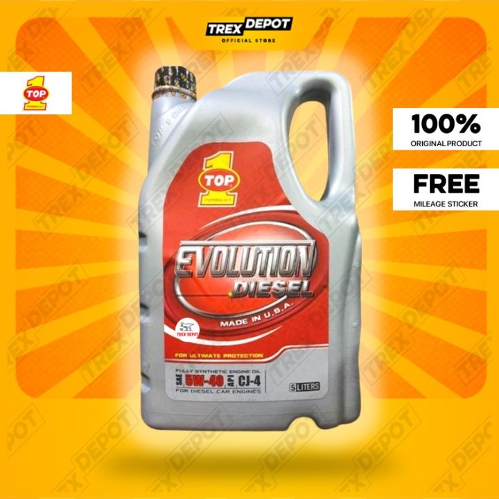 TOP 1 Evolution Diesel CJ4 Fully Synthetic Engine Oil 5W40 (5L) | Lazada