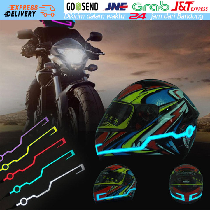 2 Buah Stiker Lampu Led Helm Motor Safety Waterproof Lampu Led Strip ...