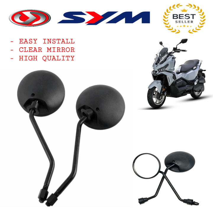 SYM RV1-2- Motorcycle Side Mirror Long Stem Black | Round Type 073 ...