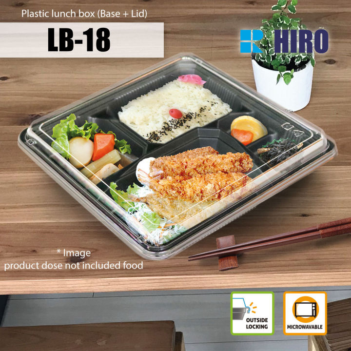 [100 set] LB-18 Disposable Plastic Food Container Lunch Box Bento Box HIRO FOOD (Base & Lid set ...
