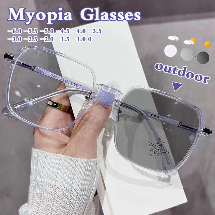 -0.75 -1.25 -1.75 -2.75 ...-6.00 Photochromic Myopia Glasses Women Anti ...