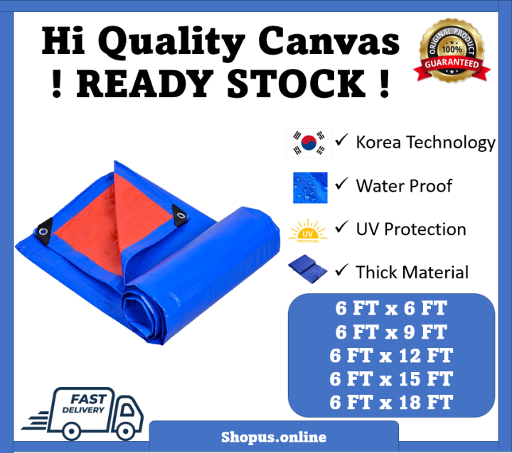 Canvas 6FT Blue Orange Water Resistance Waterproof Flexible Sheet ...