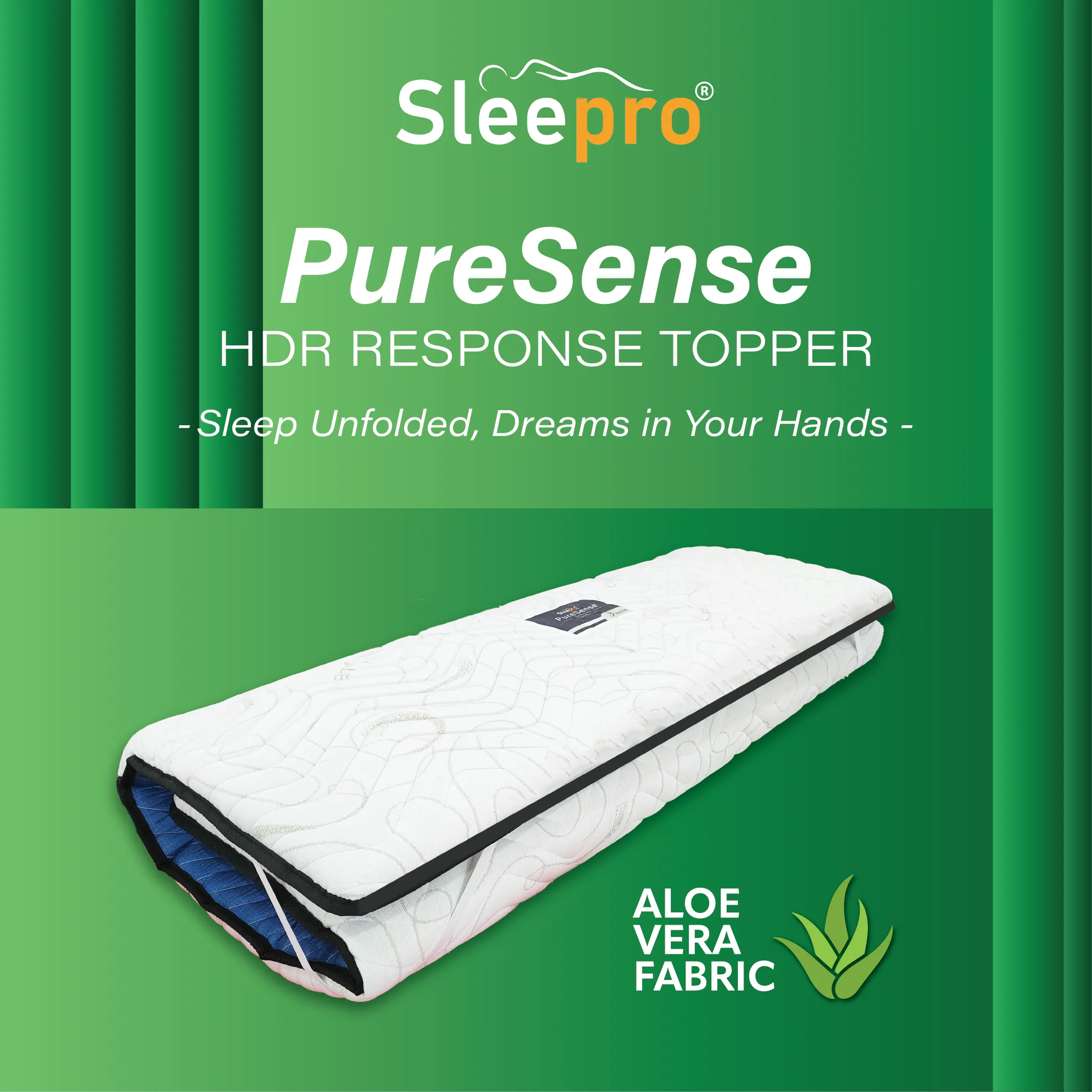 Sleepro PureSense 3-Inch HDR Response Mattress Topper | Aloe Vera Fabric (Single/Super Single ...