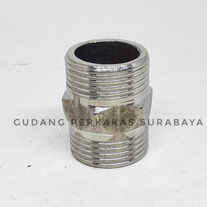 SAMBUNGAN PIPA 3/4 DRAT LUAR DOUBLE NAPLE SS304 3/4"Mx3/4"M DOBEL DRAT | Lazada Indonesia